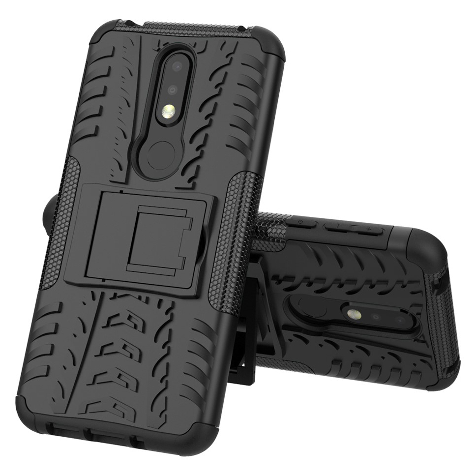 Dual Layer Rugged Tough Case for Nokia 7.1 (Black)